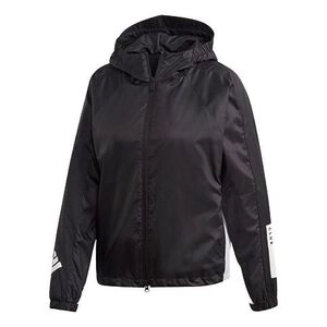Adidas W.n.d. Letter Logo Applique Sports Hooded Jacket - Black