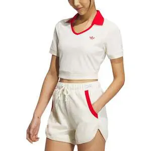 Adidas Originals X Notitle Tennis Crop Short Sleeve Polo Shirt - White/red