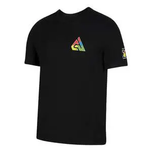 Nike Back Logo Pattern Printing Round Neck Casual Short Sleeve Black - Multi-color