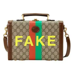 Gucci Alphabet Stripe Logo Canvas Handbag - Brown