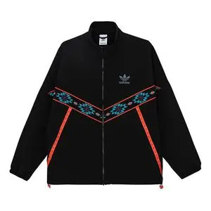 Adidas Originals Geometry Pattern Casual Sports Stand Collar Jacket Black - Default Color
