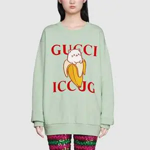 Gucci X Bananya Kitten & Banana Long Sleeve Sweatshirt - Green