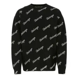 Balenciaga All Over Script Logo Knit Sweater