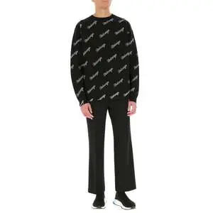 Balenciaga All Over Script Logo Knit Sweater