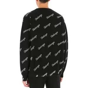 Balenciaga All Over Script Logo Knit Sweater