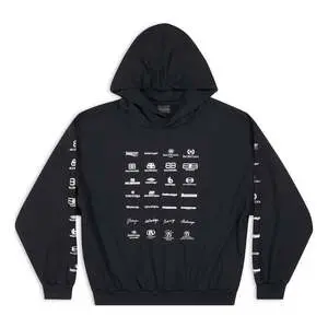 Balenciaga Archives Logos Hoodie - Black