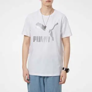 PUMA Athleisure Casual Sports Logo Printing Short Sleeve - White