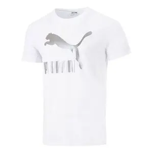 PUMA Puma Athleisure Casual Sports Logo Printing Short Sleeve White White