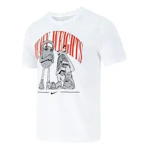 Nike Cartoon Printing Sports Round Neck Short Sleeve White T-shirt - Default Color