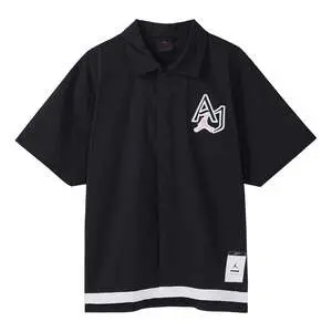 JORDAN Logo Embroidered Casual Short Sleeve Shirt Black - Multi-color