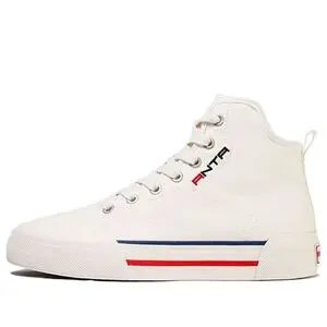 ANTA High Top Canvas Sneakers - Ivory/red