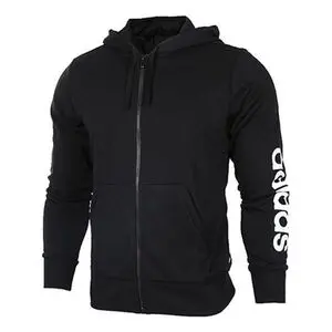 Adidas Essentials Linear Logo Zip Hoodie - Black