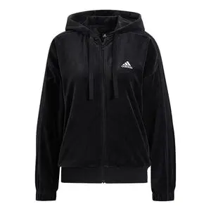 Adidas Velour Jkt Velvet Hooded Jacket - Black