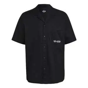 Adidas Originals Solid Color Logo Sports Short Sleeve Shirt Black - Multi-color