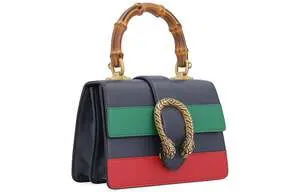 Gucci Dionysus Tiger Head Bamboo Stripe Leather Handbag