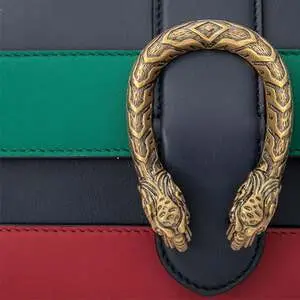 Gucci Dionysus Tiger Head Bamboo Stripe Leather Handbag