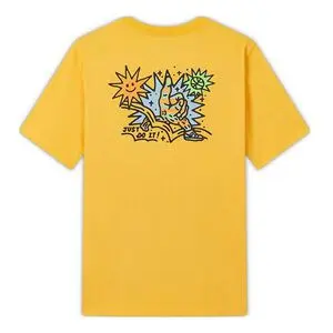 Nike Ss22 Cartoon Sun Hand Printing Pattern Alphabet Round Neck Short Sleeve Yellow T-shirt - Multi-color