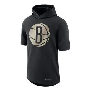 Nike Brooklyn Nets Courtside Nba Hooded Short Sleeve - Black