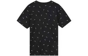 Nike Logo Full Print Round Neck Pullover Short Sleeve Black T-shirt - Default Color