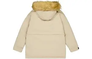 NEW BALANCE Mid-length Down Jacket With Fur-trimmed Hood - Beige/brown