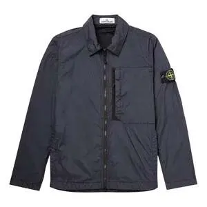 Stone Island Zip Up Jacket With Compass Patch - Navy