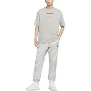 JORDAN Solid Color Logo Alphabet Round Neck Short Sleeve Gray