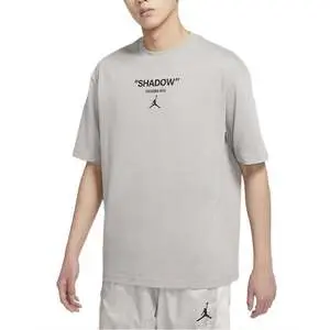 JORDAN Solid Color Logo Alphabet Round Neck Short Sleeve Gray - Default Color
