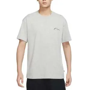 Nike Back Graffiti Funny Pattern Printing Round Neck Short Sleeve Light Grey T-shirt