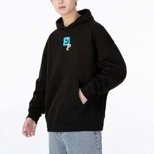 PUMA Graphic Logo Oversized Hoodie - Black