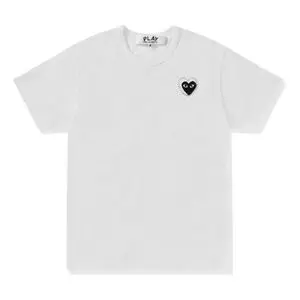 Play Comme Des Garcon Ss25 Metalstone Heart T-shirt 'white Black - White/black