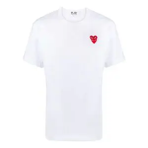 Play Comme Des Garcon Basic T-shirt Red Family Heart - White