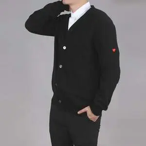 Play Comme Des Garcon Small Heart Cardigan - Black