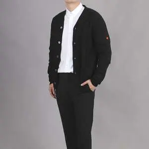 Play Comme Des Garcon Small Heart Cardigan - Black