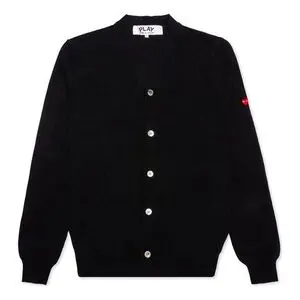 Play Comme Des Garcon Small Heart Cardigan - Black