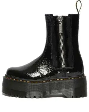 Dr. Martens 2976 Max Distressed Patent Chelsea Platform Boots