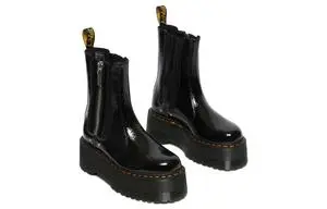 Dr. Martens 2976 Max Distressed Patent Chelsea Platform Boots