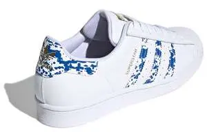 Adidas Superstar White Blue Splatter Low Top Sneakers - White/blue