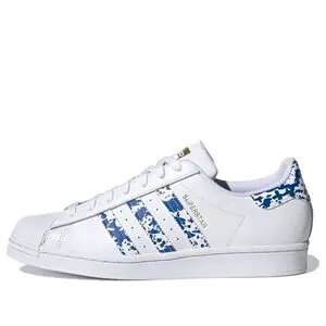 Adidas Superstar White Blue Splatter Low Top Sneakers - White/blue