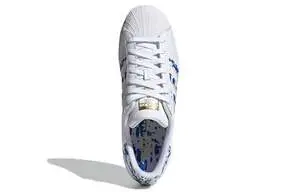 Adidas Superstar White Blue Splatter Low Top Sneakers
