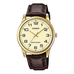 Casio CASIO Quartz Analog Watch With Leather Strap Gold