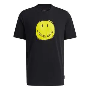 Adidas Neo Smly Tee 1 Smiling Face Printing Sports Round Neck Short Sleeve - Black