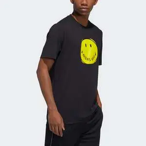 Adidas Neo Smly Tee 1 Smiling Face Printing Sports Round Neck Short Sleeve - Black