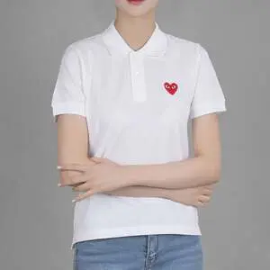 Play Comme Des Garcon Polo Shirt With Emblem Detail - White