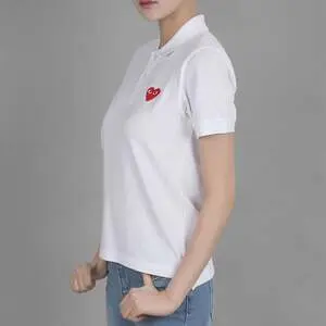 Play Comme Des Garcon Polo Shirt With Emblem Detail - White