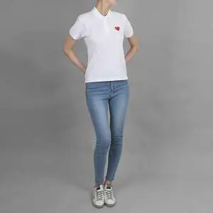 Play Comme Des Garcon Polo Shirt With Emblem Detail - White