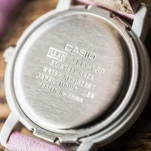 Casio Quartz Leather Strap Watch - Light Pink