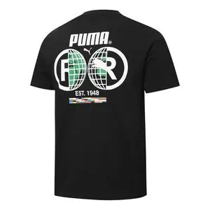 PUMA Intl Tee Subject Printing Round Neck Short Sleeve Black