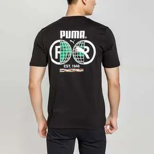 PUMA Intl Tee Subject Printing Round Neck Short Sleeve Black
