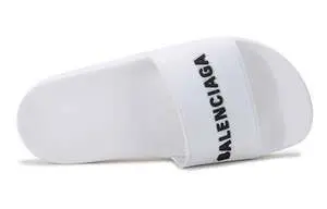 Balenciaga Pool Slides With Logo Detail - White/black