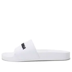 Balenciaga Pool Slides With Logo Detail - White/black